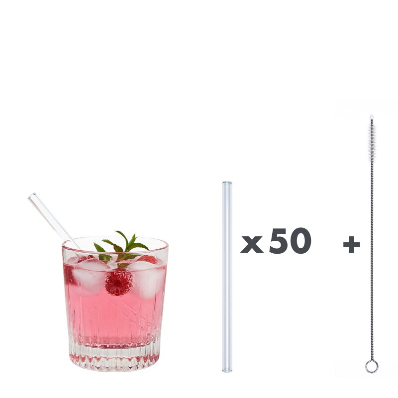 Hochwertige Gastronomie GLAS CAIPI "kurz" Strohhalme 150x8 mm - klar ...